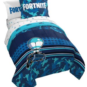 Jay Franco Fortnite Battle Bus 5 Piece Twin Bed Set - includes Reversible Comforter & Sheet Set Bedding - Super Soft Fade Resistant Microfiber (Official Fortnite Product)