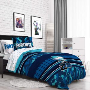 Jay Franco Fortnite Battle Bus 5 Piece Twin Bed Set - includes Reversible Comforter & Sheet Set Bedding - Super Soft Fade Resistant Microfiber (Official Fortnite Product)