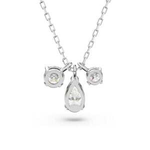 SWAROVSKI Attract Cluster Pendant Necklace with Pear and Circle Cut Clear Crystals on a Rhodium Plated Setting with Matching Chain