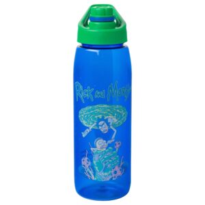 silver buffalo rick and morty portal grab, tritan water bottle, screw top lid, 28 ounces