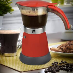 Bene Casa Red Portable Electric Espresso Maker 3 or 6 Cups/Cafetera Roja Portable Electrica Espresso de 3 o 6 Tasas