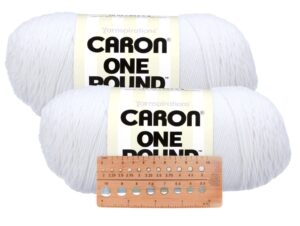 caron one pound yarn - 2 pack with pattern cards in color (white)