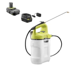 ryobi p2830a one+ 18-volt lithium-ion cordless 2 gal. chemical sprayer with 2.0 ah battery and charger