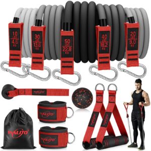 walito resistance bands set - exercise bands with handles, door anchor, legs ankle straps, for heavy resistance training, physical therapy, muscle training, yoga, home workouts