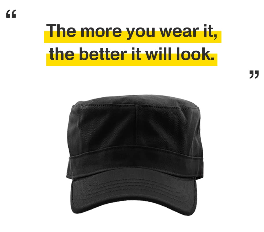 KBETHOS KBK-1464 BLK S (2) Army Cap Basic Everyday Military Style Unisex-Adult, Mens Hat, Black Daily Cadet