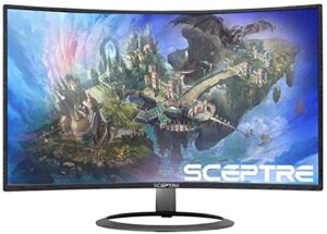 sceptre curved gaming 32" 1080p led monitor up to 185hz 165hz 144hz 1920x1080 amd freesync hdmi displayport build-in speakers, machine black 2020 (c326b-185rd)