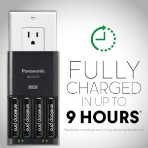 Panasonic K-KJ75KHC66A eneloop pro High Capacity Rechargeable Batteries Power Pack 6AA, 6AAA, Advanced Battery Charger with USB Charging Port and Plastic Storage Case