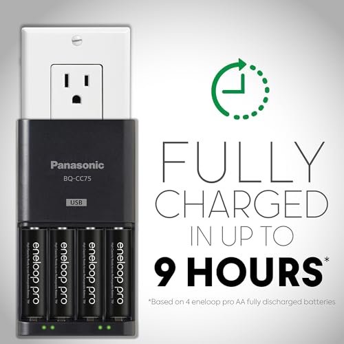 Panasonic K-KJ75KHC66A eneloop pro High Capacity Rechargeable Batteries Power Pack 6AA, 6AAA, Advanced Battery Charger with USB Charging Port and Plastic Storage Case