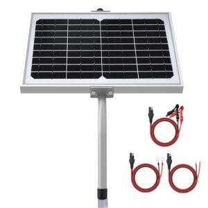 suner power 12v waterproof solar battery trickle charger & maintainer - 10 watts solar panel built-in intelligent mppt solar charge controller + tubular mount bracket + sae connection cable kits