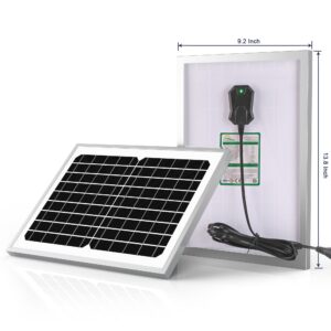 SUNER POWER 12V Waterproof Solar Battery Trickle Charger & Maintainer - 10 Watts Solar Panel Built-in Intelligent MPPT Solar Charge Controller + Tubular Mount Bracket + SAE Connection Cable Kits