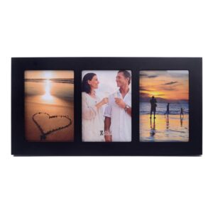 umical 4x6 3-opening collage picture frame black wood photo frames for 4x6 inch pictures display made for tabletop stand and wall mounting