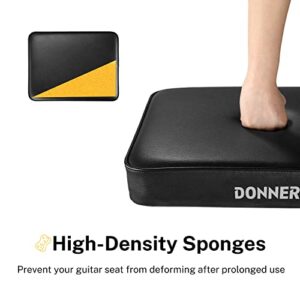 Donner Piano Bench, Adjustable Keyboard Bench Portable Stool Collapsible Chair Foldable Seat X-Style, 2.4 Inch Thickness High-Density Sponge Padded, Non-Skid Design, Black