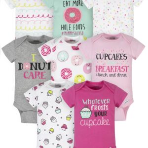 Onesies Brand Baby Girl's 8-Pack Short Sleeve Mix & Match Bodysuits, Pink Sweet Treats, 6-9 Months