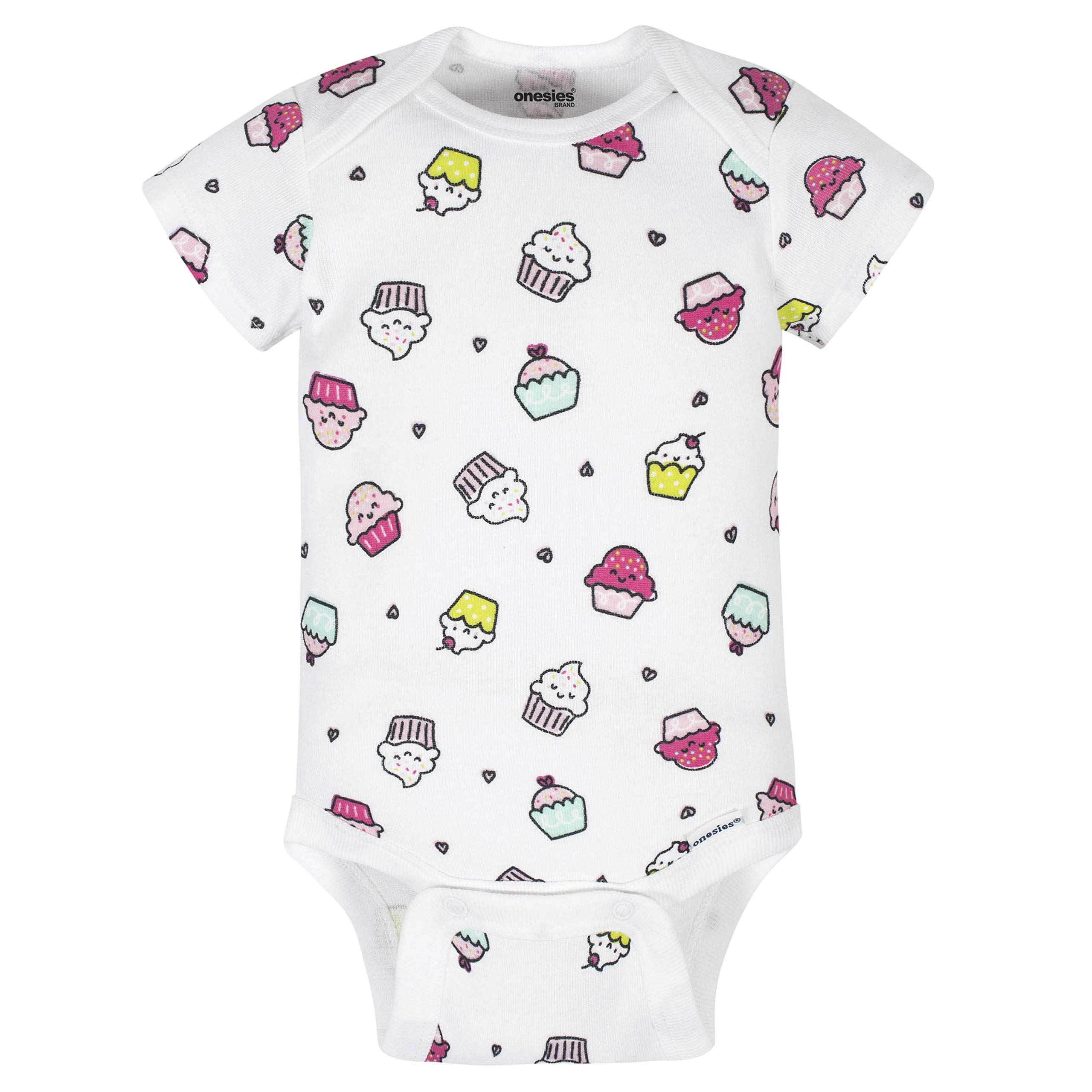 Onesies Brand Baby Girl's 8-Pack Short Sleeve Mix & Match Bodysuits, Pink Sweet Treats, 6-9 Months