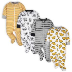 onesies baby boys 4-pack 'n plays footies and toddler sleepers, gold hungry, 0-3 months us