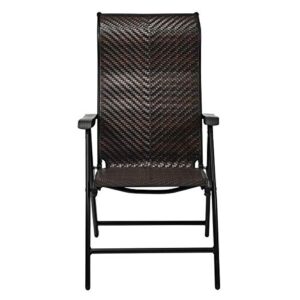 2PCS Outdoor PE Rattan Folding Lounge Chair Recliner 5 Adjustable Backrest Position Steel Frame Ideal For Patio Beach Balcony Backyard Pool Side Use Perfect For Family Gathering Party Outdoor Camping