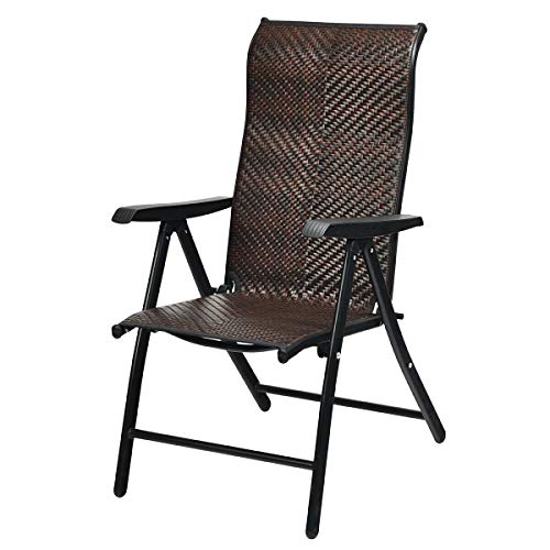 2PCS Outdoor PE Rattan Folding Lounge Chair Recliner 5 Adjustable Backrest Position Steel Frame Ideal For Patio Beach Balcony Backyard Pool Side Use Perfect For Family Gathering Party Outdoor Camping