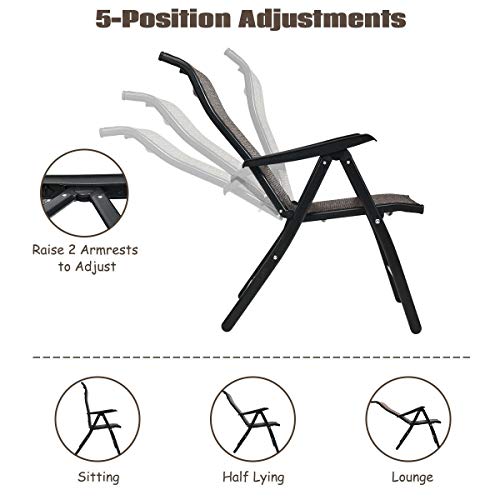 2PCS Outdoor PE Rattan Folding Lounge Chair Recliner 5 Adjustable Backrest Position Steel Frame Ideal For Patio Beach Balcony Backyard Pool Side Use Perfect For Family Gathering Party Outdoor Camping