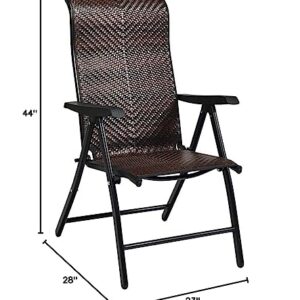 2PCS Outdoor PE Rattan Folding Lounge Chair Recliner 5 Adjustable Backrest Position Steel Frame Ideal For Patio Beach Balcony Backyard Pool Side Use Perfect For Family Gathering Party Outdoor Camping