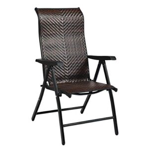 2PCS Outdoor PE Rattan Folding Lounge Chair Recliner 5 Adjustable Backrest Position Steel Frame Ideal For Patio Beach Balcony Backyard Pool Side Use Perfect For Family Gathering Party Outdoor Camping