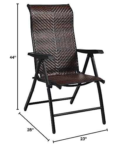 Outdoor PE Rattan Folding Lounge Chair Recliner 5 Adjustable Backrest Position Solid Steel Frame Ideal For Patio Beach Balcony Backyard Pool Side Use Perfect For Family Gathering Party Outdoor Camping