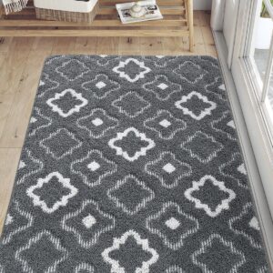 DEXI Door Mats Indoor, Absorbent Non Slip Front Door Rugs for Inside House, Low Profile Easy Clean Entrance Mat, 48"x32", Grey