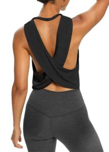 bestisun workout tops for women yoga tops athletic gym clothes backless workout tops open back athletic tops for women black s