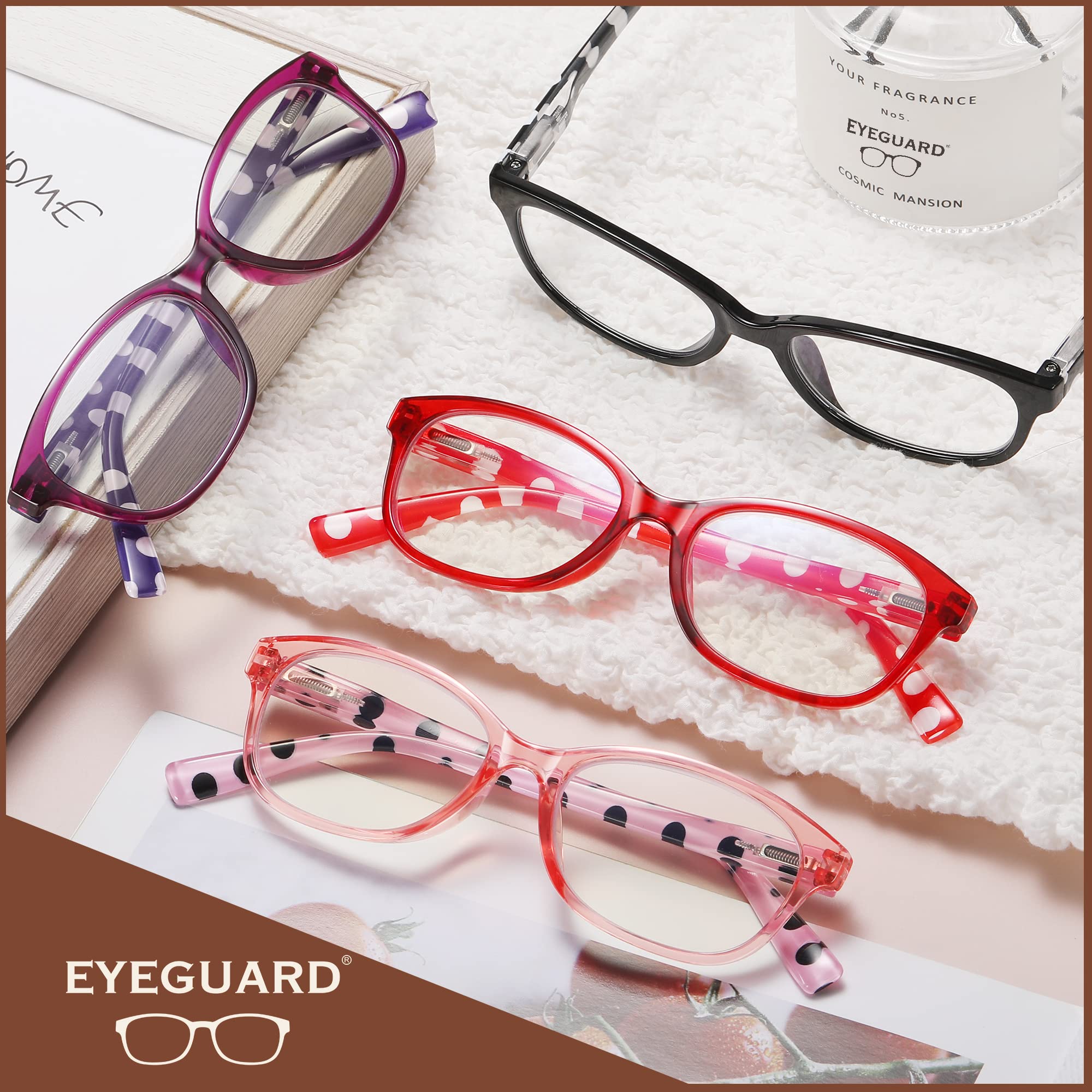 EYEGUARD Polka Dots Fashion Ladies Reading Glasses 4 Pairs Spring Hinge Readers for Women