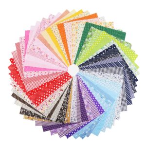 konsait 56 pieces 10x10'' multi-color fabric patchwork cotton mixed squares bundle sewing quilting craft, craft fabric bundle squares patchwork diy sewing scrapbooking quilting dot stripe