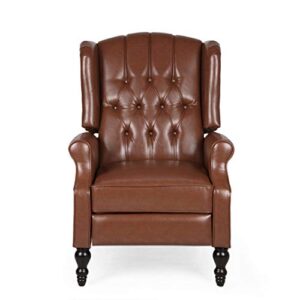 christopher knight home randy contemporary tufted recliner, cognac brown, dark brown 62d x 28.5w x 29h inch