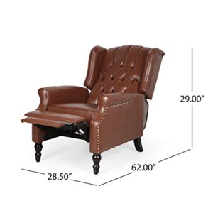 Christopher Knight Home Randy Contemporary Tufted Recliner, Cognac Brown, Dark Brown 62D x 28.5W x 29H Inch