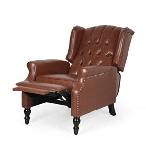 Christopher Knight Home Randy Contemporary Tufted Recliner, Cognac Brown, Dark Brown 62D x 28.5W x 29H Inch