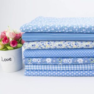 7pcs 20" x 20" cotton fabric diy making supplies quilting patchwork fabric fat quarter bundles diy for quilting patchwork cushions cotton fabric for patchwork (20" x 20", blue)