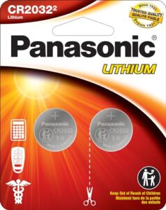 panasonic cr2032 3.0 volt long lasting lithium coin cell batteries in child resistant, standards based packaging, 2-battery pack