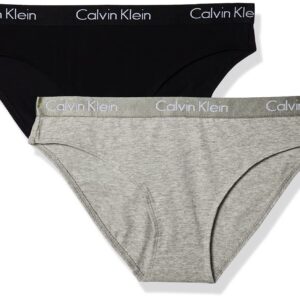 Calvin Klein Women's Motive Cotton Multipack Bikini Panty, Black/Gray Heather, X-Large