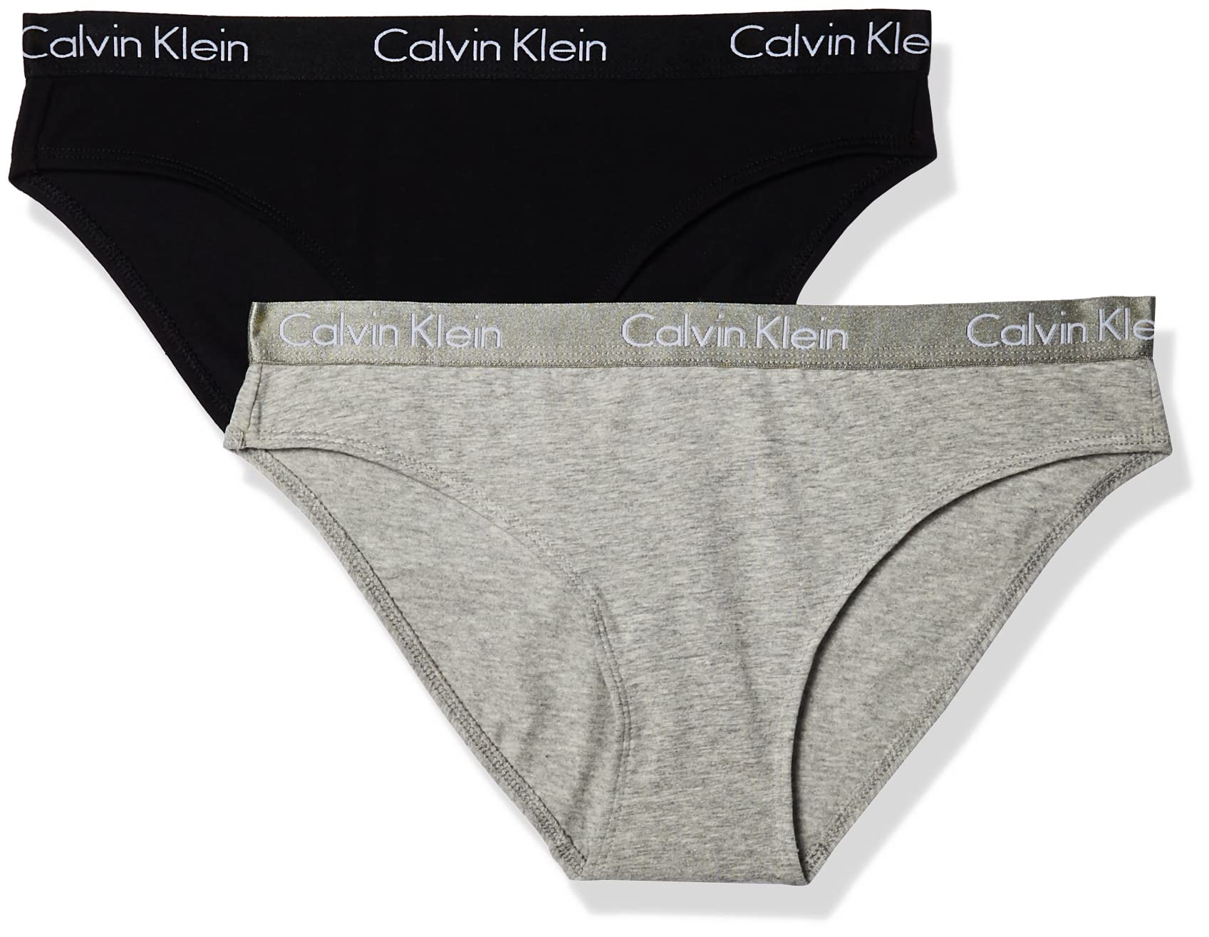 Calvin Klein Women's Motive Cotton Multipack Bikini Panty, Black/Gray Heather, X-Large