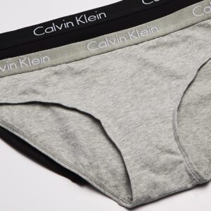 Calvin Klein Women's Motive Cotton Multipack Bikini Panty, Black/Gray Heather, X-Large