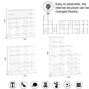 C&AHOME Wire Cube Storage, Wire Grids Organizer Unit with Large and Small Dividers, Metal C Grids Shelving, Storage Bins, Ideal for Closet Cabinet, Bedroom, Living Room, Office, Dormitory, White