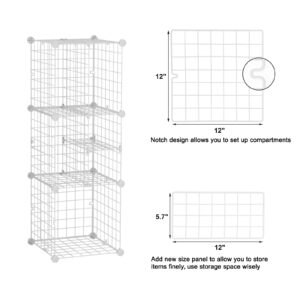 C&AHOME Wire Cube Storage, Wire Grids Organizer Unit with Large and Small Dividers, Metal C Grids Shelving, Storage Bins, Ideal for Closet Cabinet, Bedroom, Living Room, Office, Dormitory, White