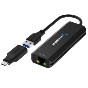 sabrent usb type-a or type-c to 2.5 gigabit ethernet adapter 10/100/1000/2500 (nt-s25g)