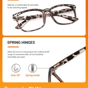 TIJN Progressive Multifocus Reading Glasses for Women Anti Blue Light Blocking Readers Vintage Square Nerd Eyeglasses