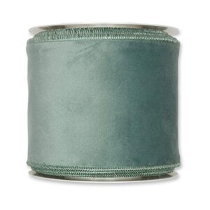 floristrywarehouse sage green velvet fabric ribbon 4 inches wide on 9 yards roll wired edge