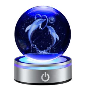 ifolaina 3d dolphin crystal ball night lights exquisite crystal dolphin figurines for bedroom decor perfect dolphin gifts and collectibles dolphin lovers gifts for her birthday mothers day