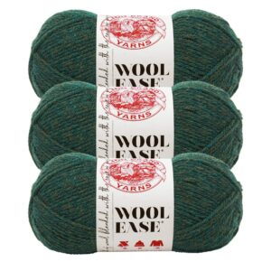 (3 pack) lion brand yarn wool-ease yarn, forest green heather