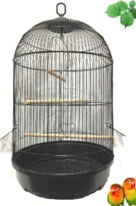 round bird cage for cockatiel lovebird finch canary aviary budgie parakeet (16" d x 29" h, black)