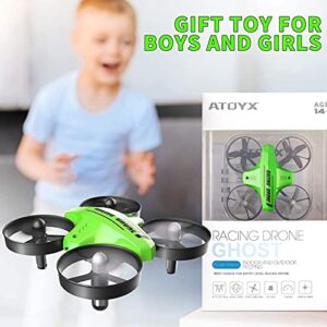 ATOYX Mini Drone Easy to Fly Drone for Kids & Beginners, Indoor Outdoor Nano RC Helicopter Quadcopter with Auto Hovering, Headless Mode, Remote Control, Children's Day Gift for Boys Girls -Green