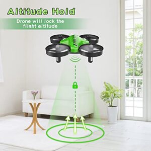 ATOYX Mini Drone Easy to Fly Drone for Kids & Beginners, Indoor Outdoor Nano RC Helicopter Quadcopter with Auto Hovering, Headless Mode, Remote Control, Children's Day Gift for Boys Girls -Green