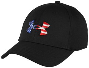 under armour men's freedom blitzing hat , black (001)/red , x-large/xx-large