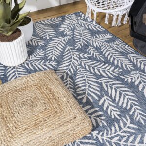 JONATHAN Y SMB119B-3 Nevis Palm Frond Indoor Outdoor Area-Rug Coastal Floral Easy-Cleaning Bedroom Kitchen Backyard Patio Non Shedding, 3 X 5, Navy/Ivory