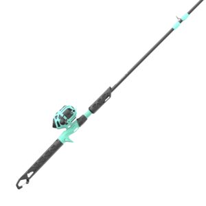 zebco kids rambler spincast reel and fishing rod combo, 5-foot 3-inch 2-piece fishing pole, size 30 reel, changeable right- or left-hand retrieve, pre-spooled with 8-pound zebco cajun line